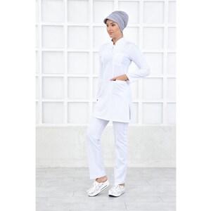 Comfortable Scrub Uniform, Optic White Nurse Doctor Pharmacist Scrub ...