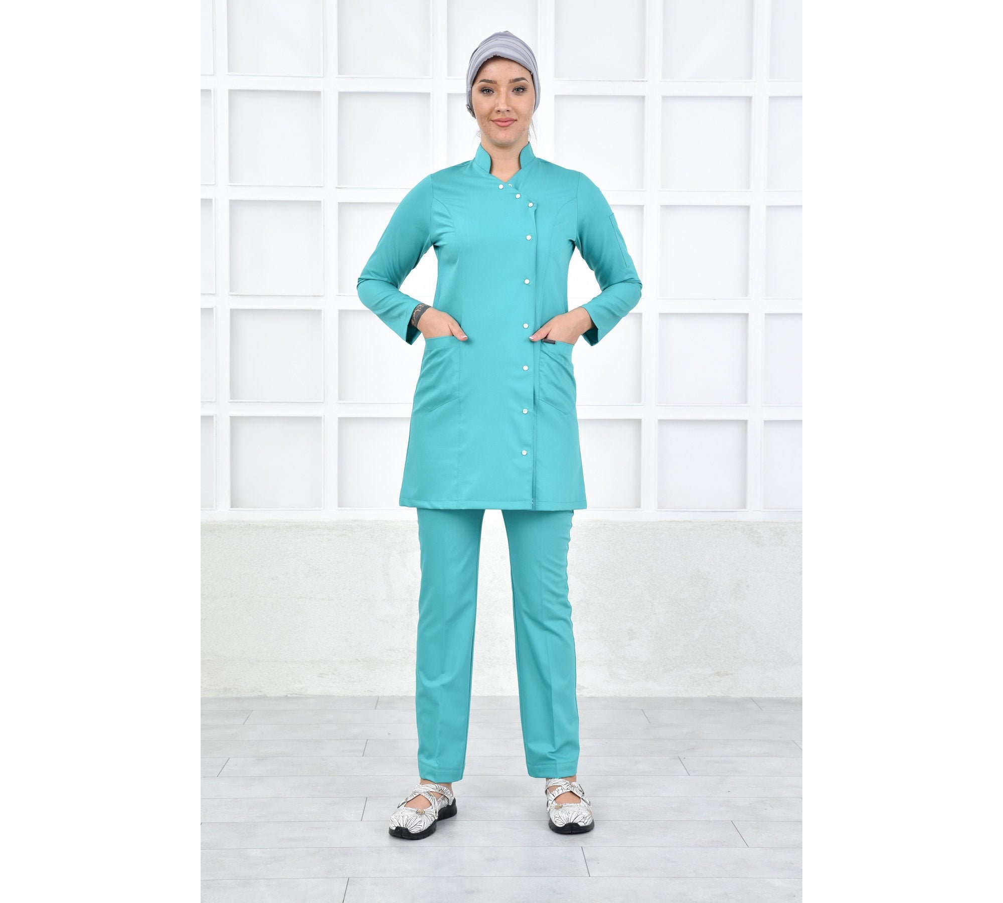 Muslim Scrubs Uniform Turquoise Green Nurse Uniform Dentist | Etsy