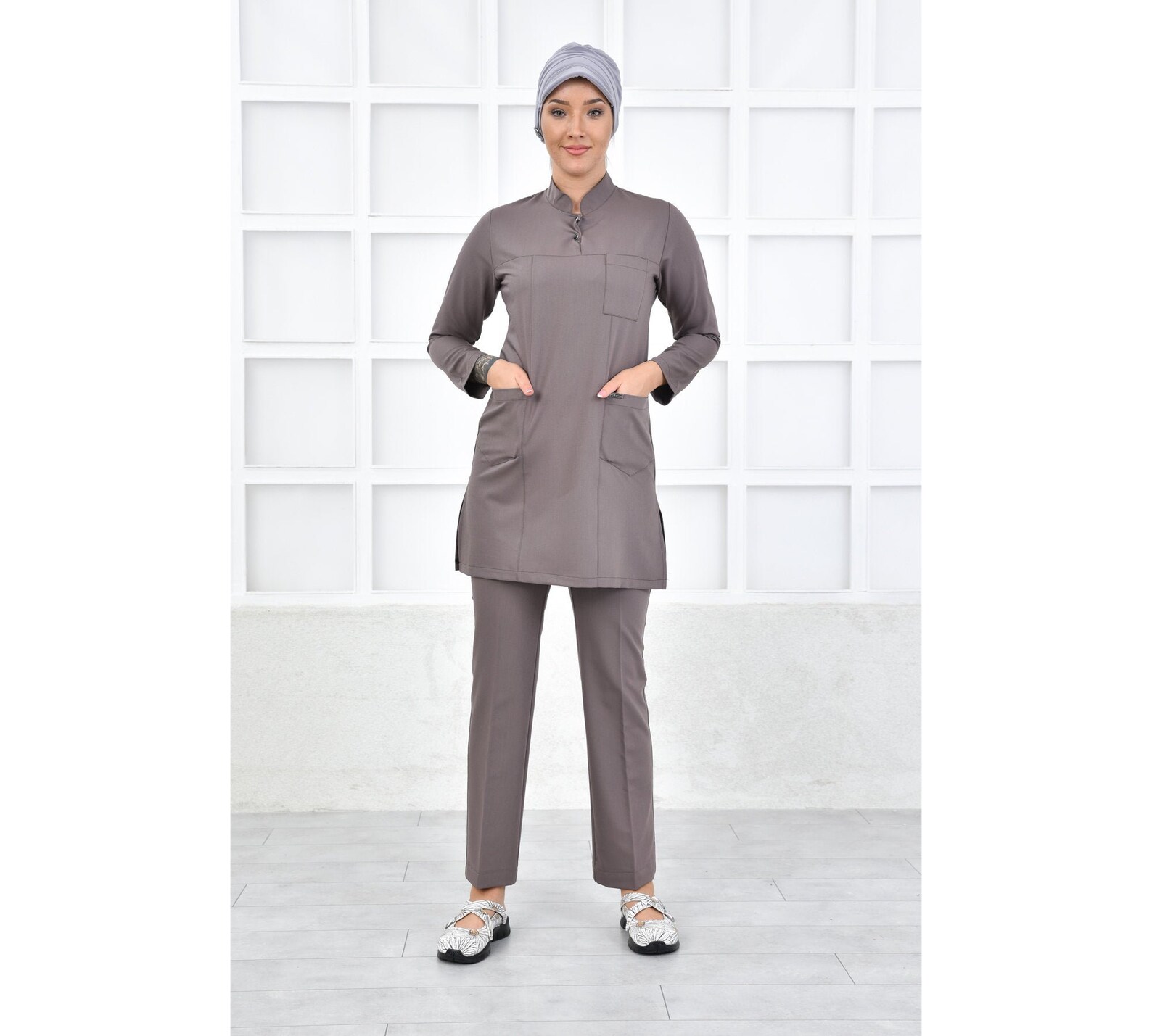 Add Your Own Text Embroidery to Scrub Uniforms Dark Beige - Etsy