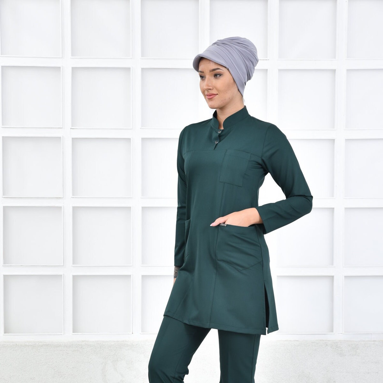 Scrub Top Only Emerald Green Uniform Scrub Dress Nurse - Etsy