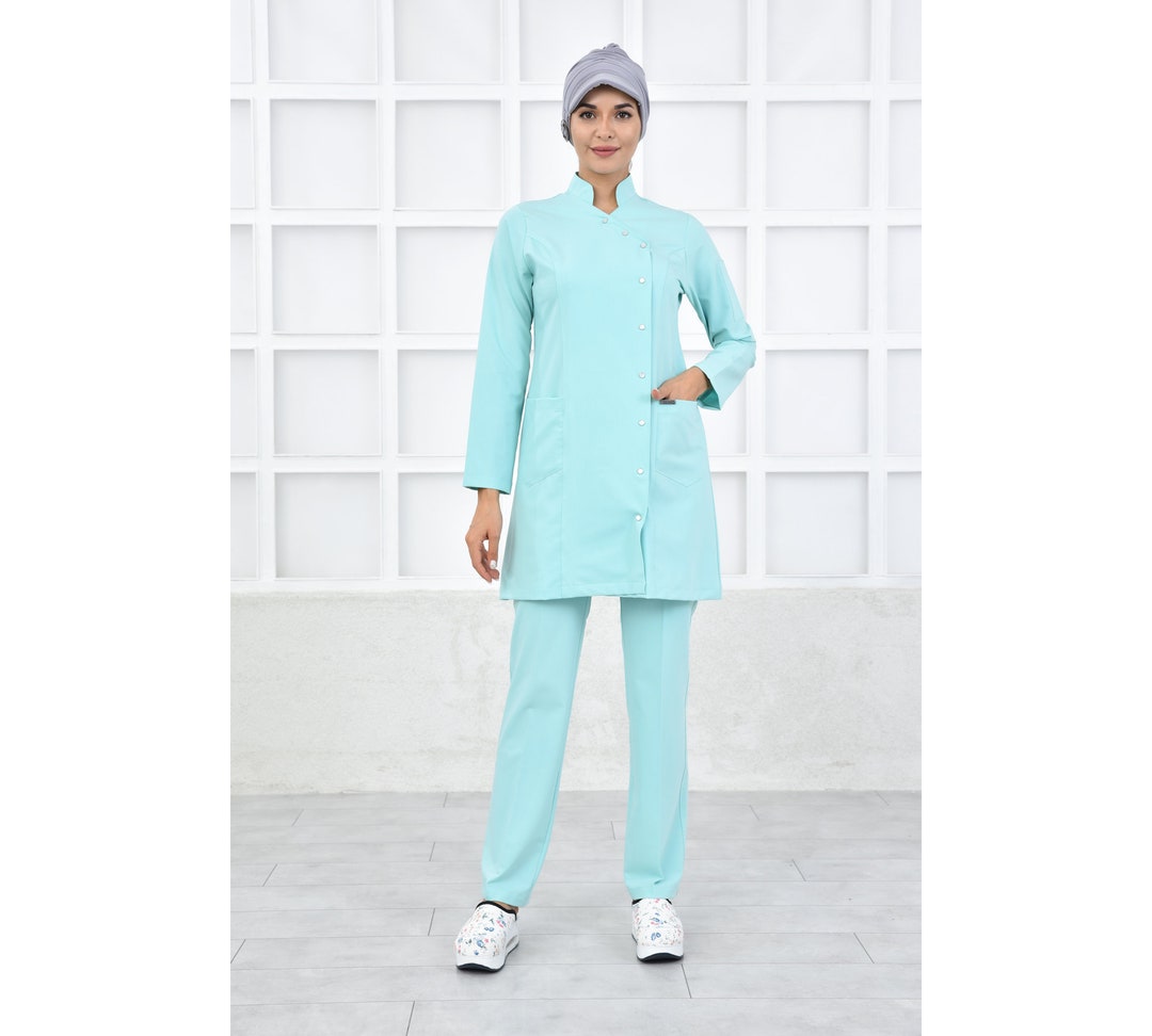 Muslim Scrubs Uniform, Light Watergreen Nurse Uniform, Dentist Doctor ...