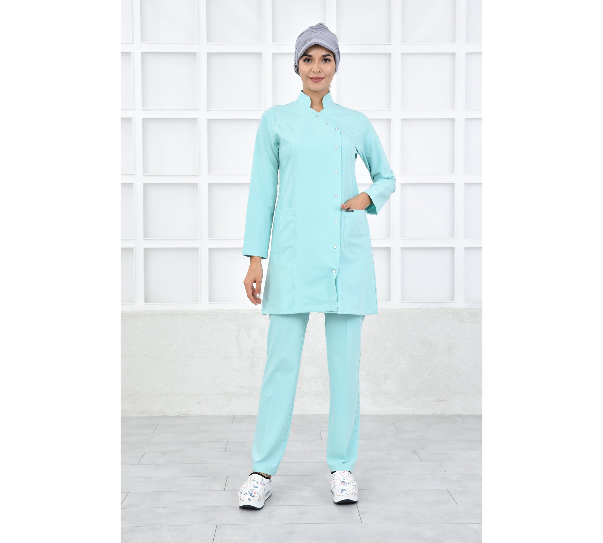 Muslim Scrubs Uniform Light Watergreen Nurse Uniform Dentist | Etsy