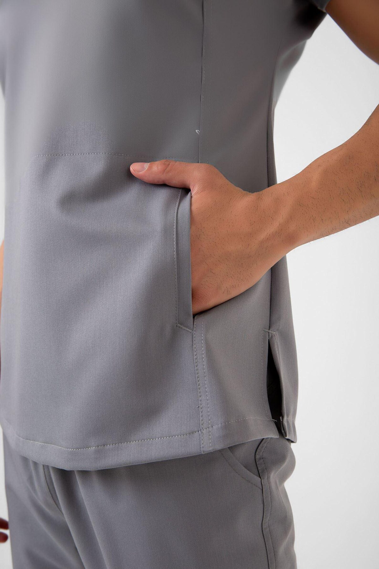 Modern Stone Gray Men's Scrub Set - Comfortable and Functional Medical ...
