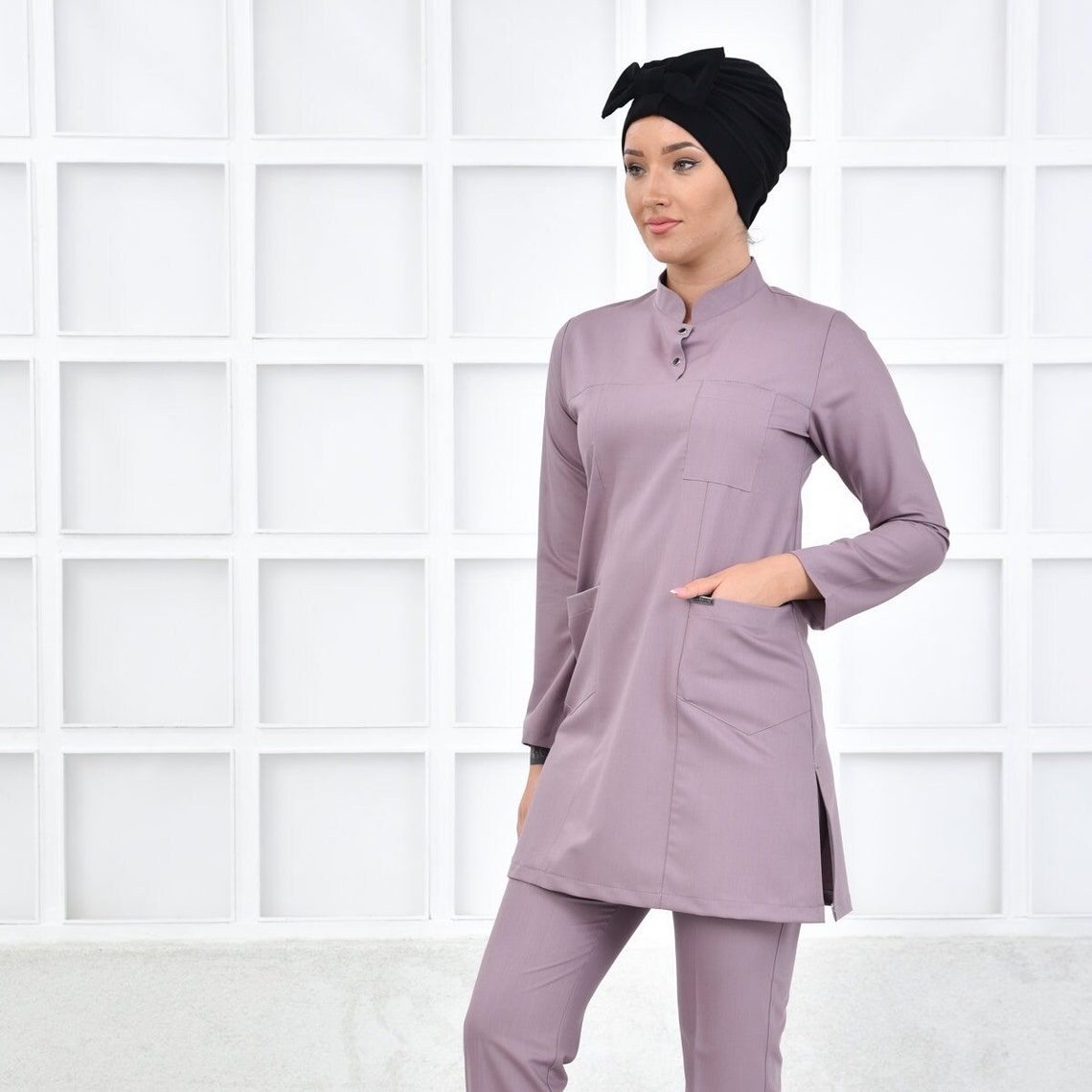 Scrub Top Only Lilac Uniform Scrub Dress Nurse Pharmacist - Etsy