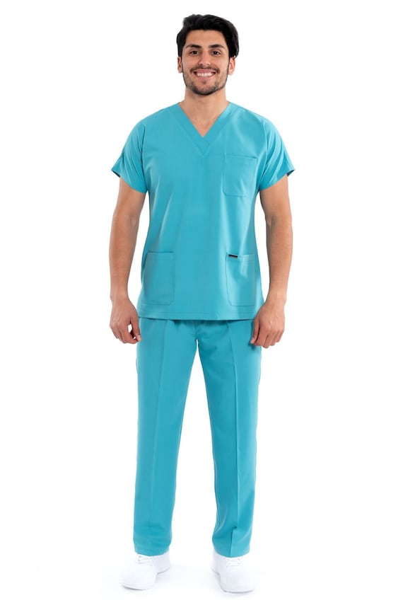 Men's Turquoise Green Scrub Set Easy Care Nurse Uniform | Etsy