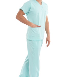 Men's Mint Green Scrub Set, Easy Care Nurse Uniform, Custom Scrub ...