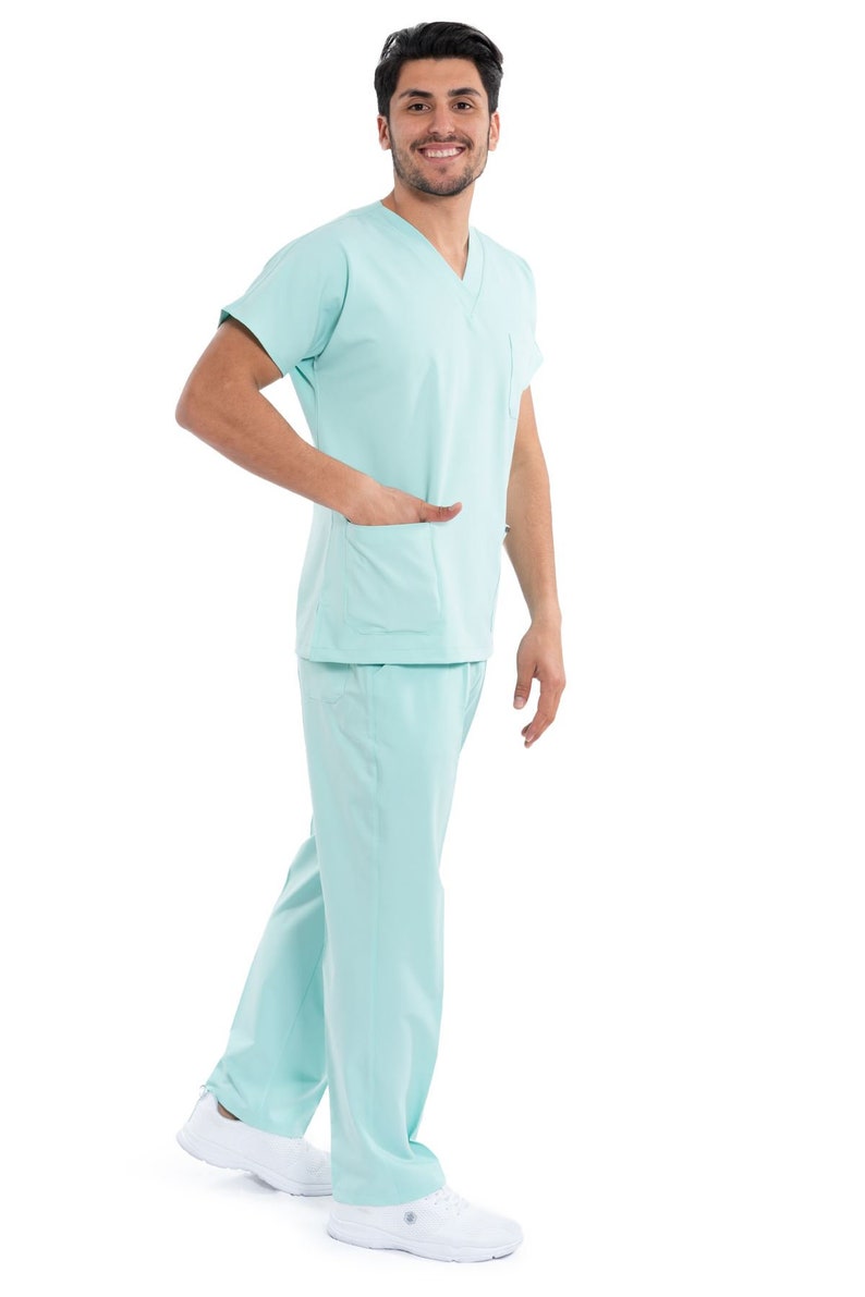Men's Mint Green Scrub Set, Easy Care Nurse Uniform, Custom Scrub ...