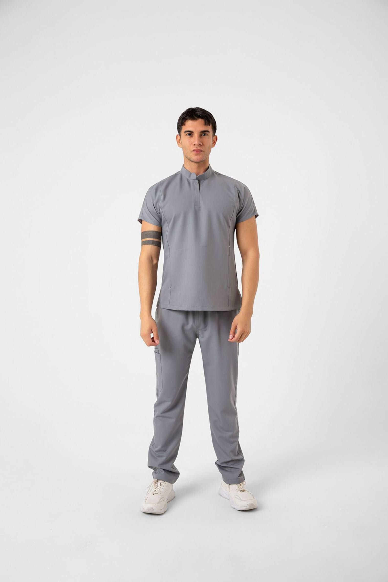 Modern Stone Gray Men's Scrub Set - Comfortable and Functional Medical ...