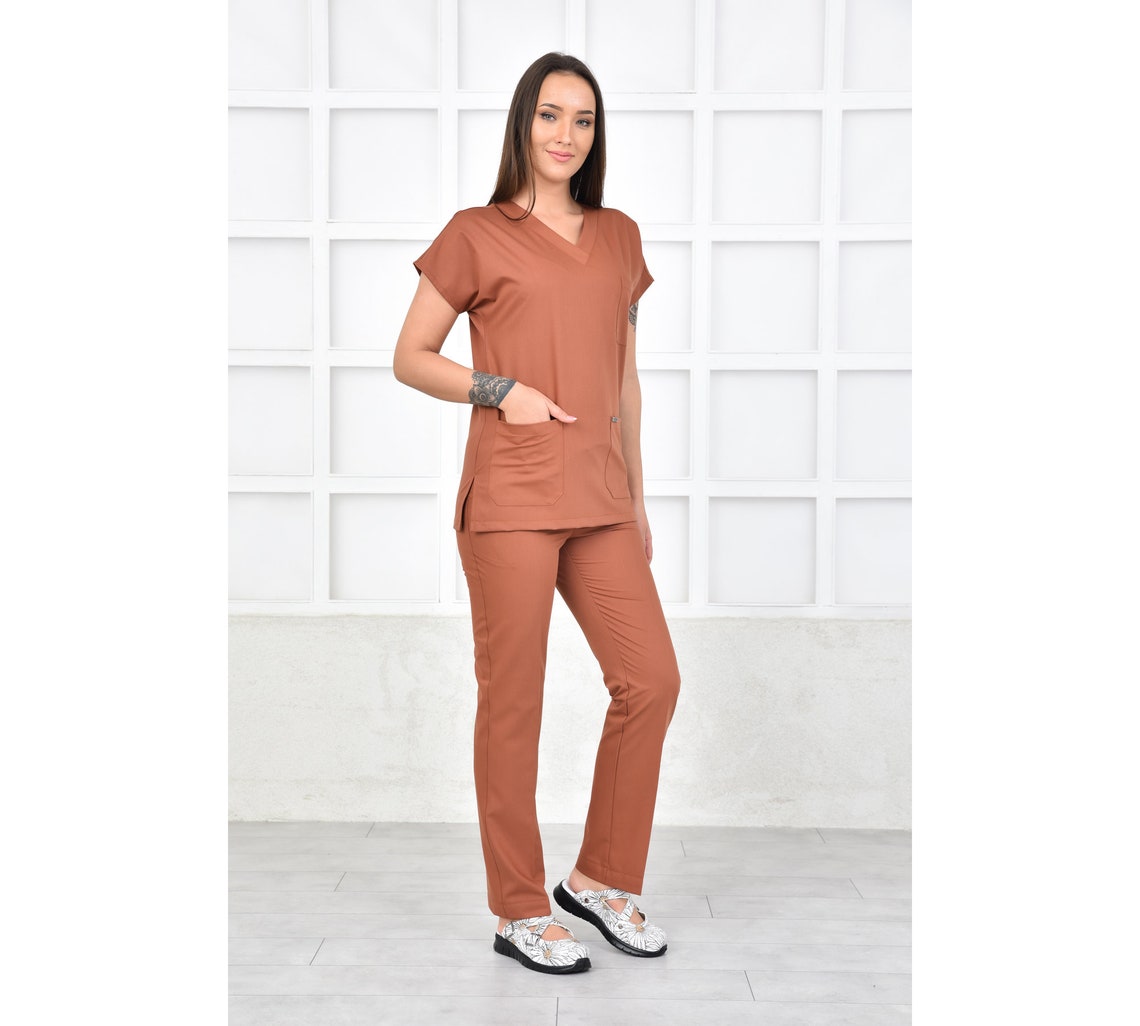 Nurse Scrubs Top Only, Personalized Customizable Embroidered Women's ...