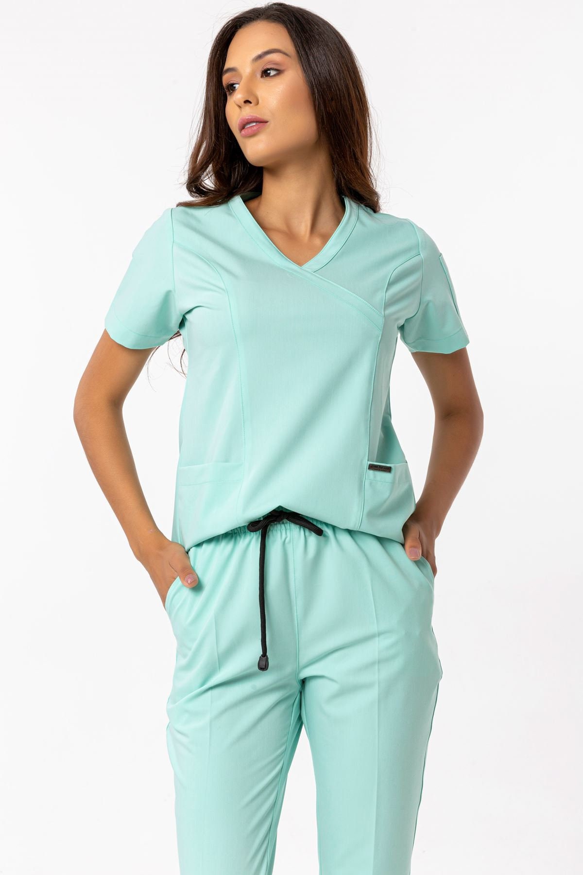 Comfortable Water Green Scrub Set, Nurse Uniform, Elasticated Doctor ...