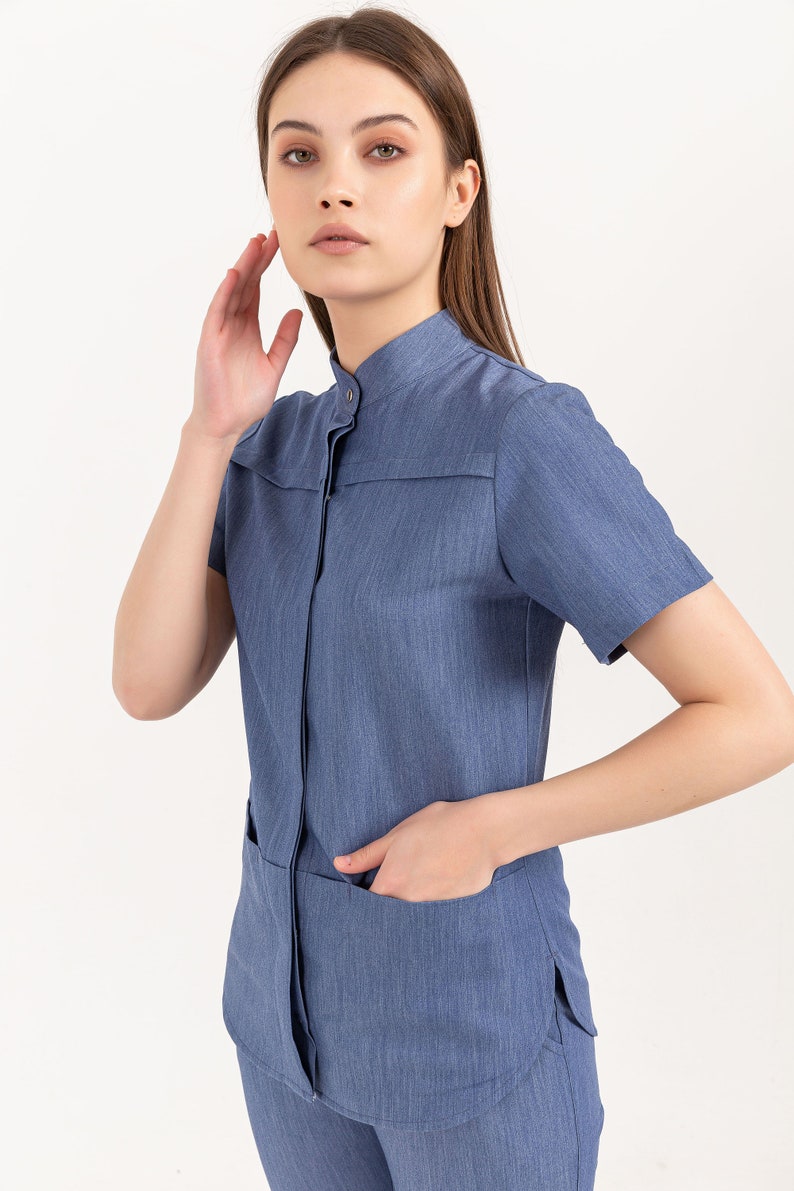 Comfortable Denim Color Scrub Setnurse Uniform Elasticated - Etsy