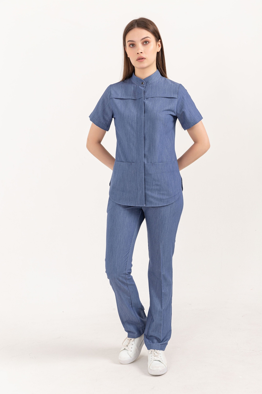 Comfortable Denim Color Scrub Set,nurse Uniform, Elasticated Doctor ...