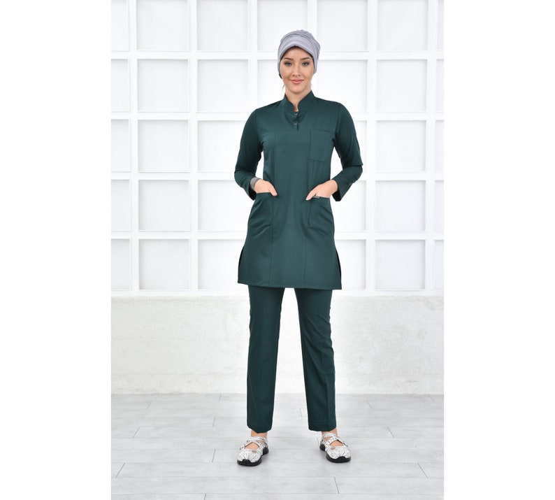 Muslim Scrubs Uniform, Emerald Green Nurse Uniform, Dentist Doctor ...