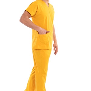 Men's Mustard Yellow Scrub Set, Easy Care Nurse Uniform, Custom Scrub ...