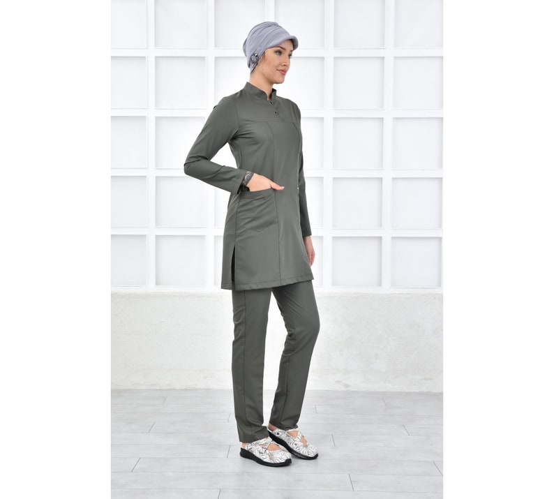 Muslim Scrubs Uniform, Light Khaki Nurse Uniform, Dentist Doctor ...