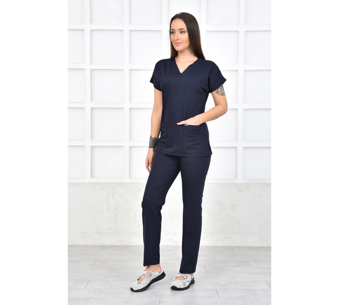 Dark Blue Scrub Uniform With Personalization, add Your Own Name and ...