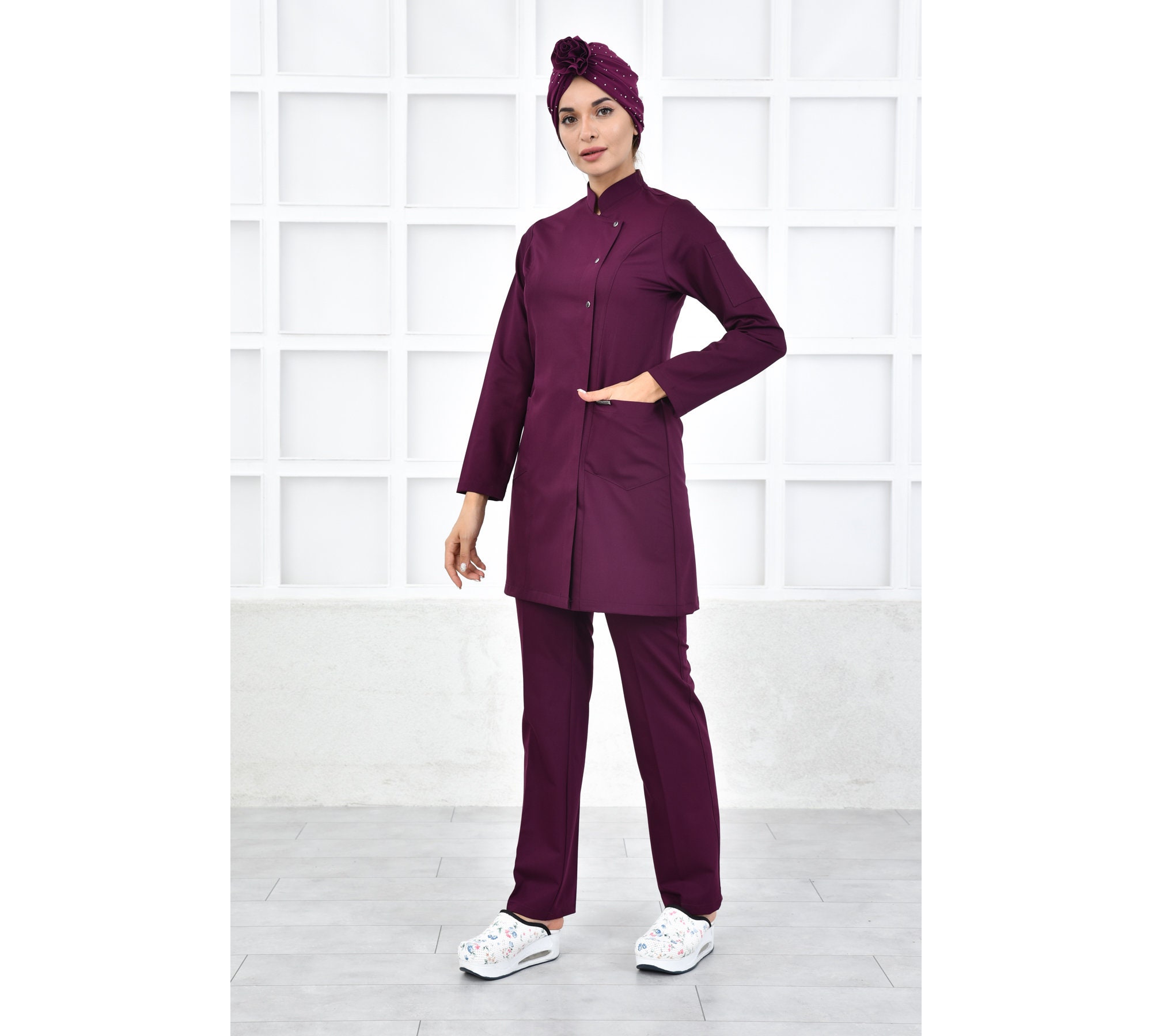 Patient Care Assistant Scrub Set, Damson Plum Color Dentist Dietitian ...