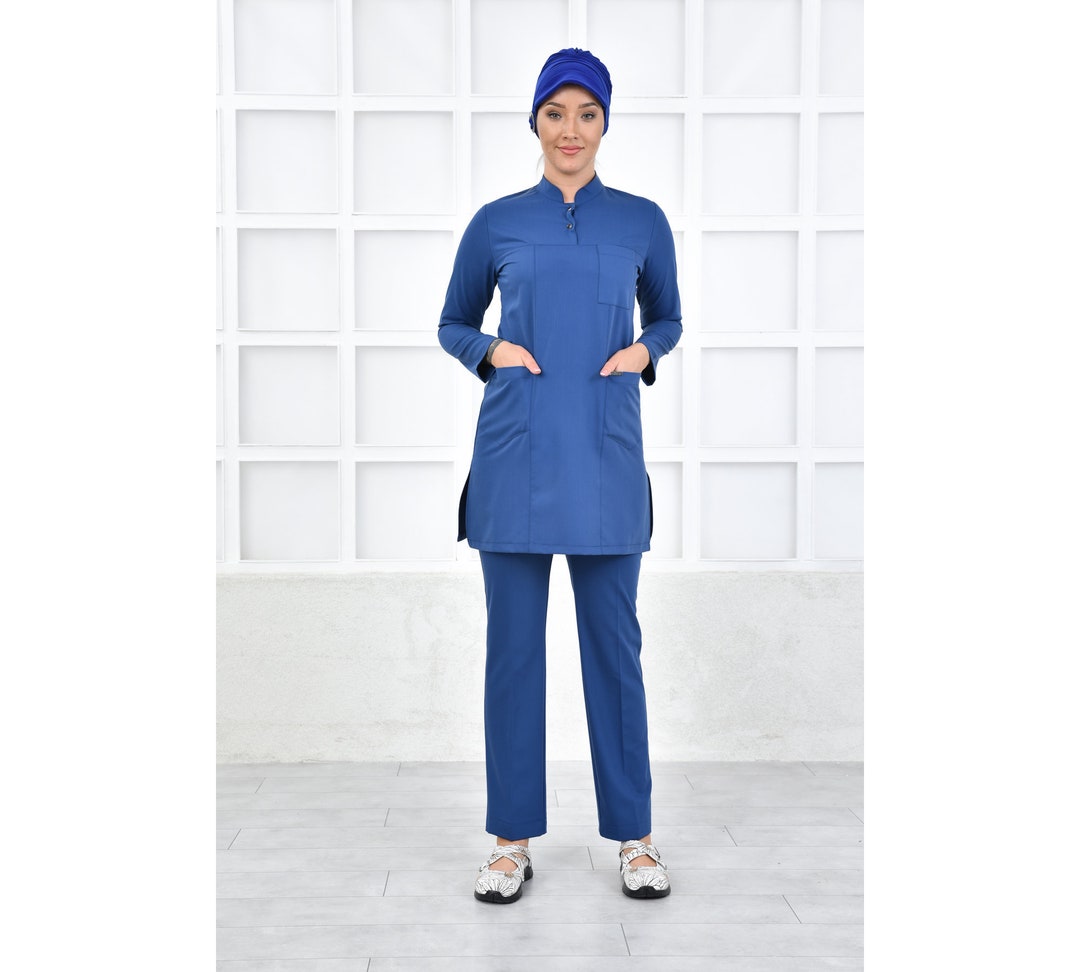 Comfortable Scrub Uniform, Petrolium Blue Nurse Doctor Pharmacist Scrub ...