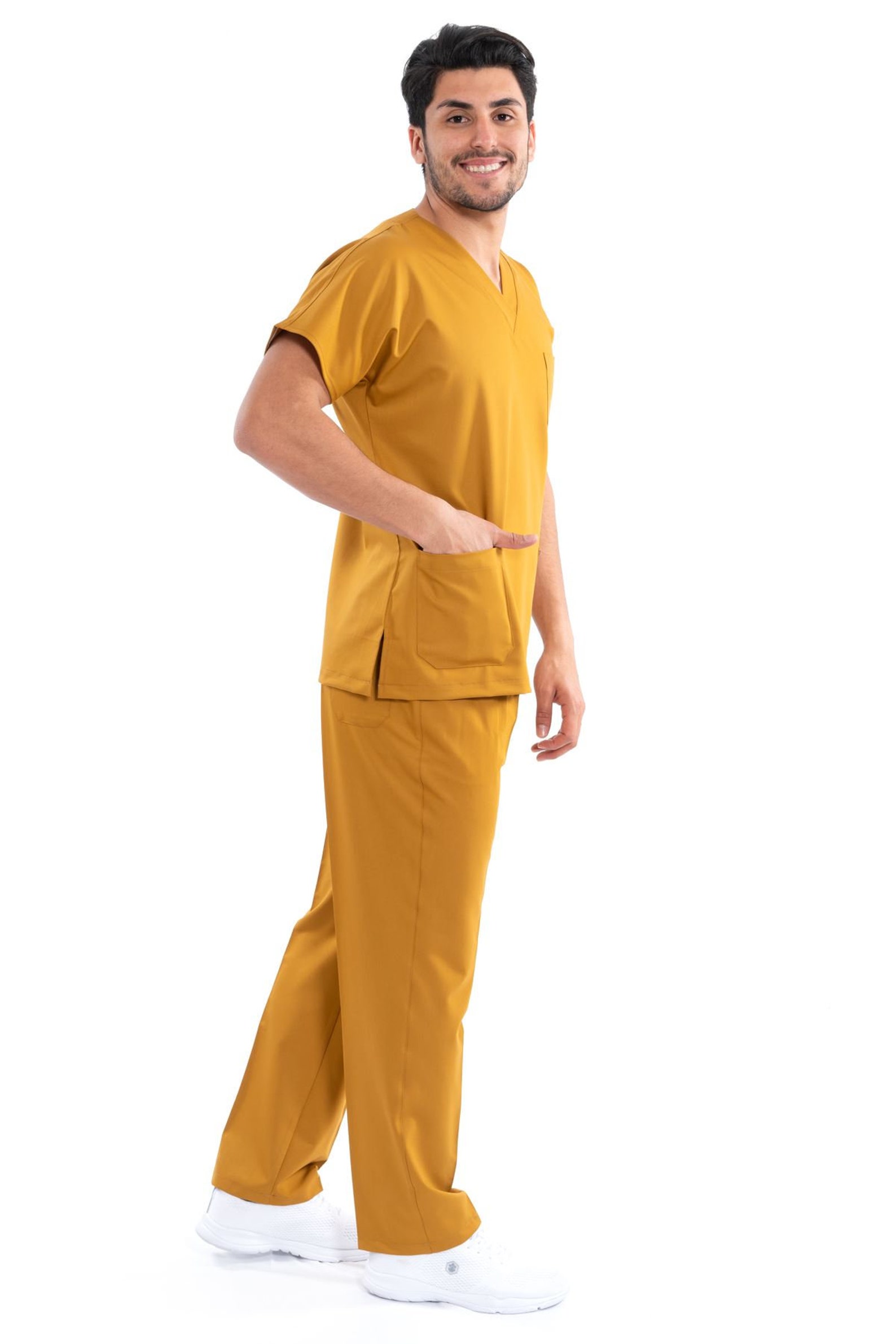 Men's Mustard Yellow Scrub Set Easy Care Nurse Uniform - Etsy