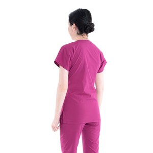 Personalized Fuchsia Scrub Top Only, Nurse Dress, Medical Uniform ...