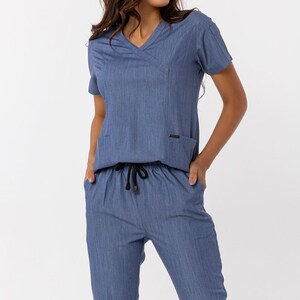 Comfortable Denim Color Scrub Set, Nurse Uniform,elasticated Doctor ...