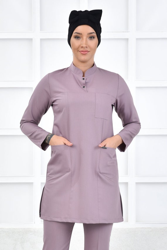 Scrub Top Only Lilac Uniform Scrub Dress Nurse Pharmacist - Etsy