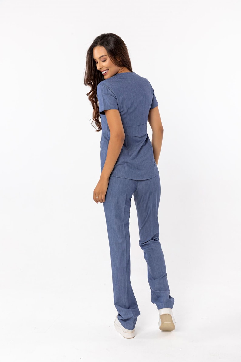 Comfortable Denim Color Scrub Set, Nurse Uniform,elasticated Doctor ...