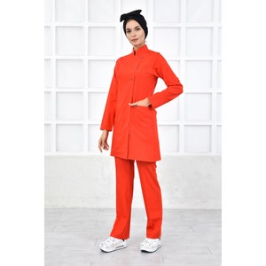 Muslim Scrubs Uniform, Red Nurse Uniform, Dentist Doctor Medical ...