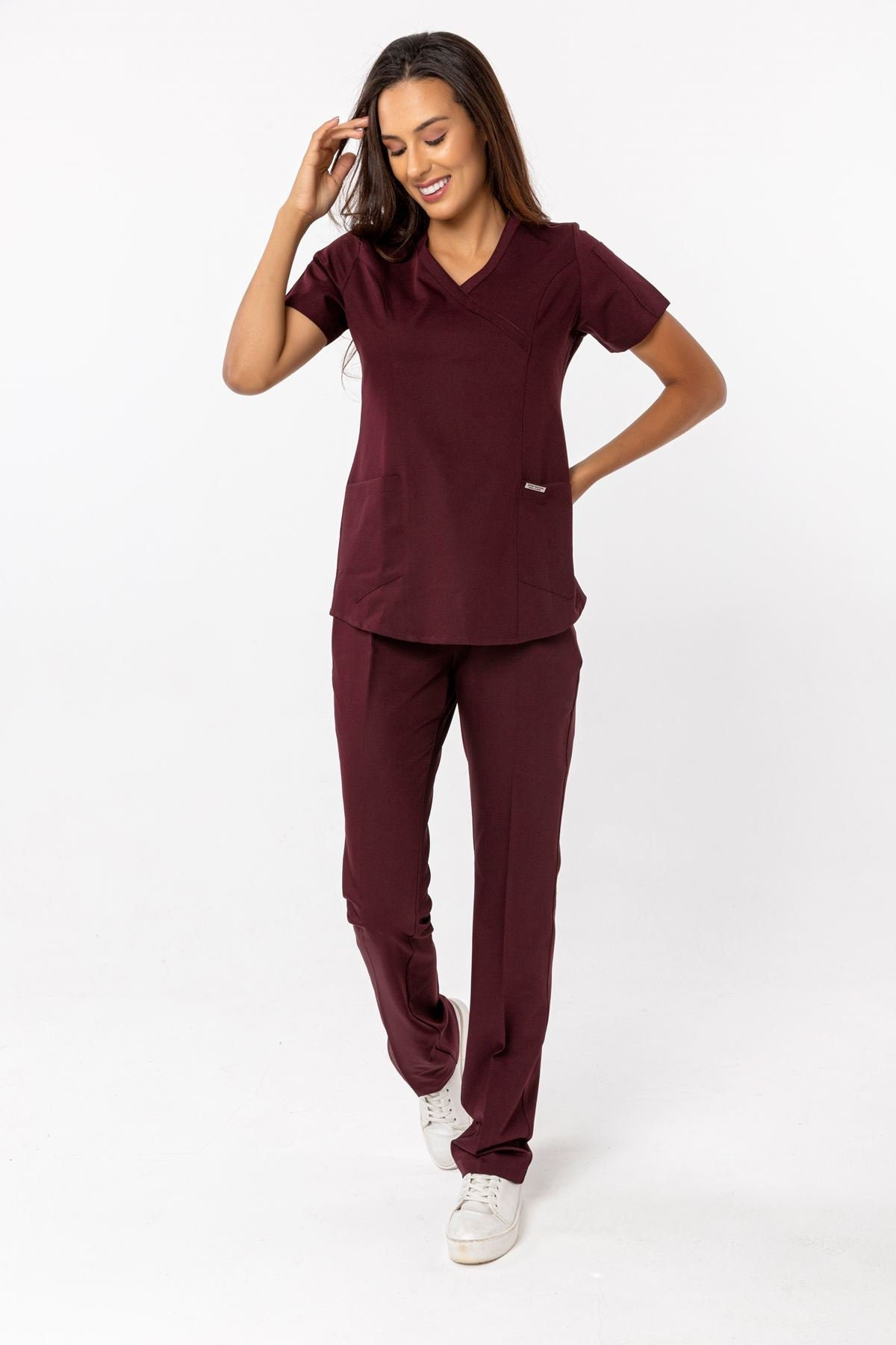 Burgundy Scrub Dresses