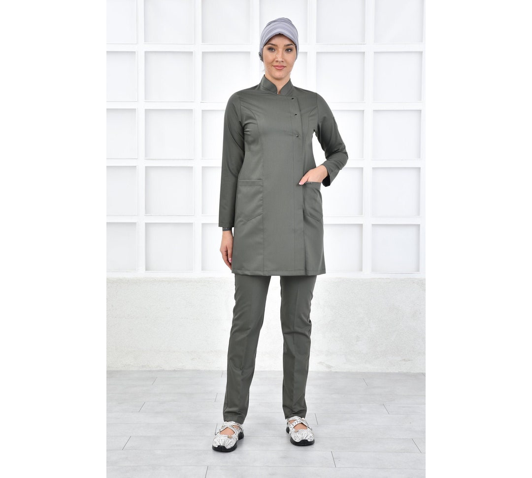 Muslim Scrubs Uniform, Light Khaki Nurse Uniform, Dentist Doctor ...
