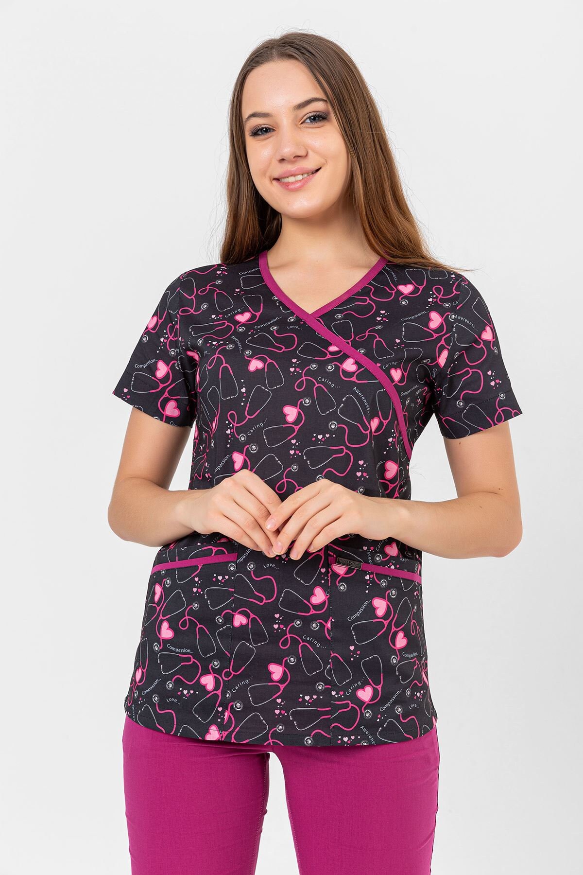 Stethescope Patterned Scrub Set, Dental Scrub, Nurse Scrub Set, Doctor ...