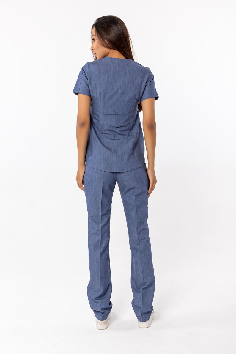 Comfortable Denim Color Scrub Set Nurse Uniformelasticated - Etsy
