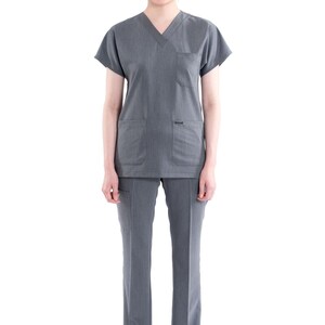 Soft Anthracite Gray Nurse Scrub Set, Nurse Uniform, Custom Scrub ...