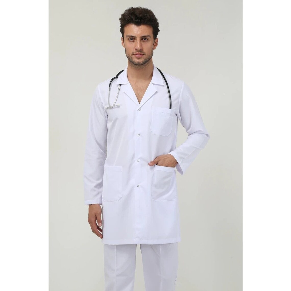Custom Men's White Lab Coat, Anti-wrinkle Lightweight Doctor Dentist ...