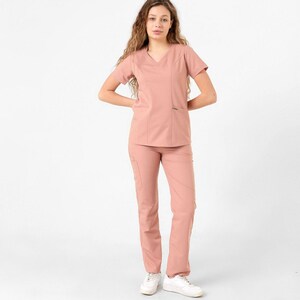 Powder Pink Scrub Set, Nurse Scrub, Scrub Tops, Scrub Set Woman, Soft ...
