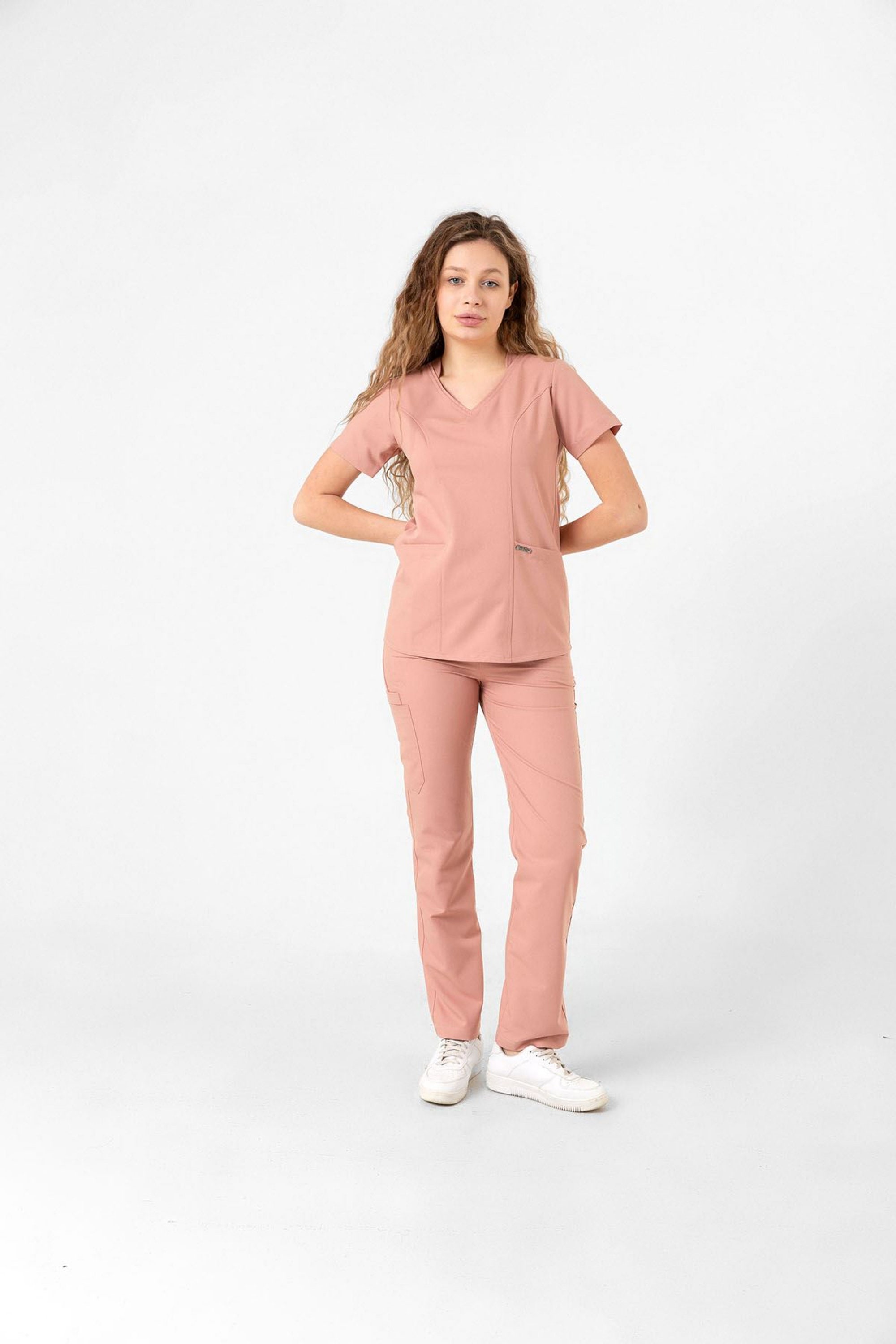 Powder Pink Scrub Set, Nurse Scrub, Scrub Tops, Scrub Set Woman, Soft ...