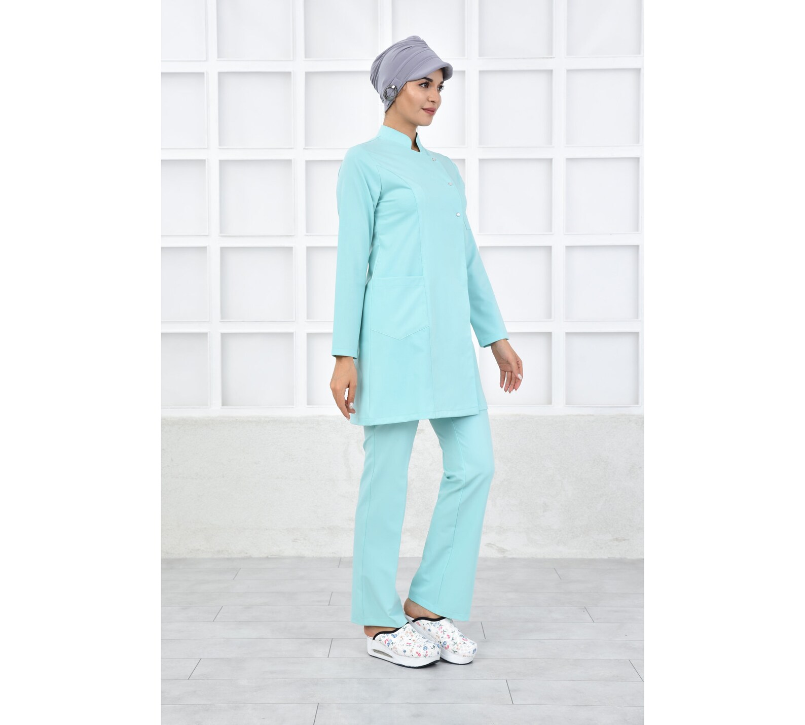 Muslim Scrubs Uniform, Light Watergreen Nurse Uniform, Dentist Doctor ...