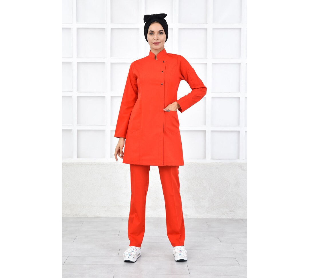 Muslim Scrubs Uniform, Red Nurse Uniform, Dentist Doctor Medical ...
