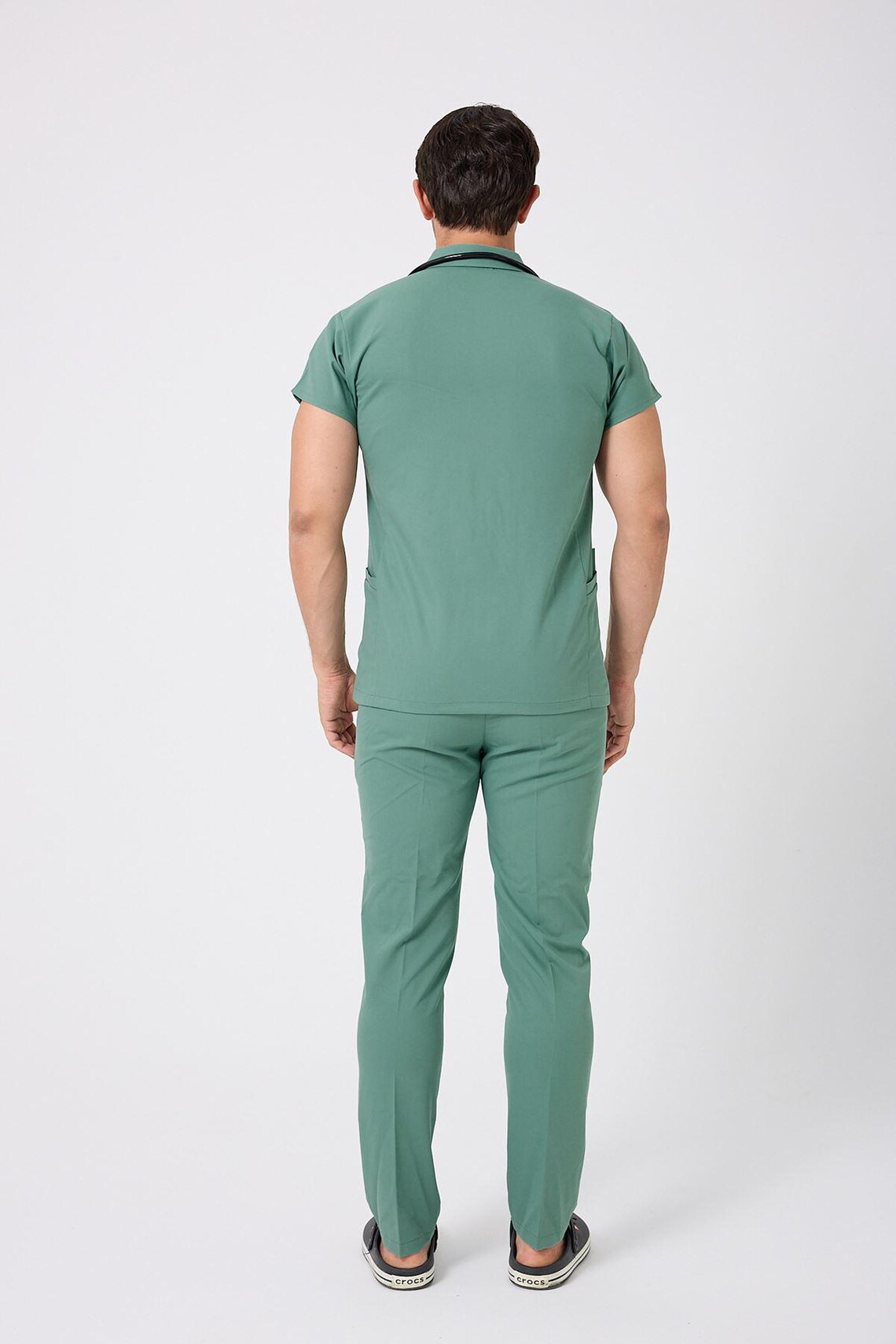 Surgical Green Polo Collar Scrub Set for Men – Comfortable Short Sleeve ...