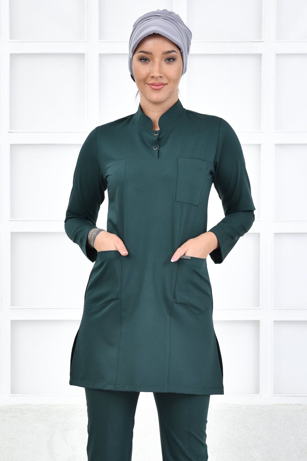 Scrub Top Only Emerald Green Uniform Scrub Dress Nurse - Etsy