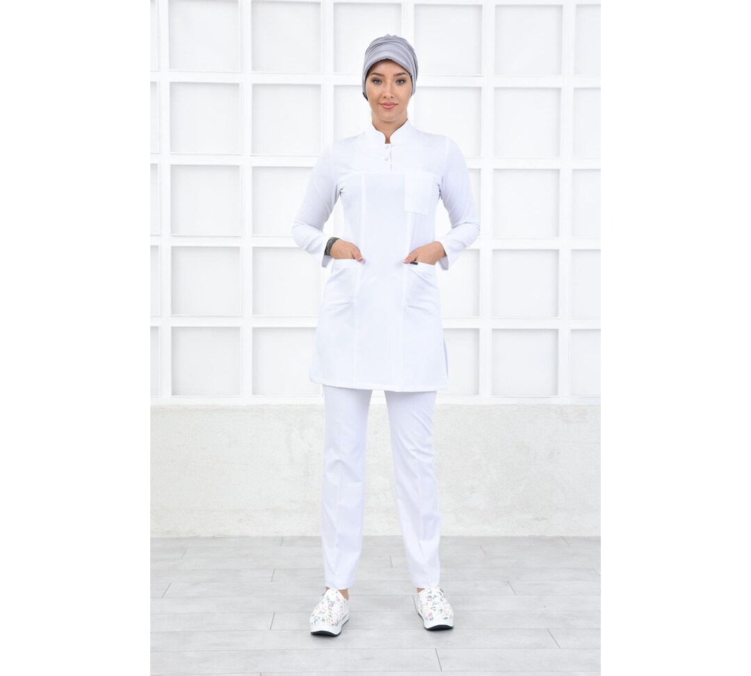 Comfortable Scrub Uniform, Optic White Nurse Doctor Pharmacist Scrub ...