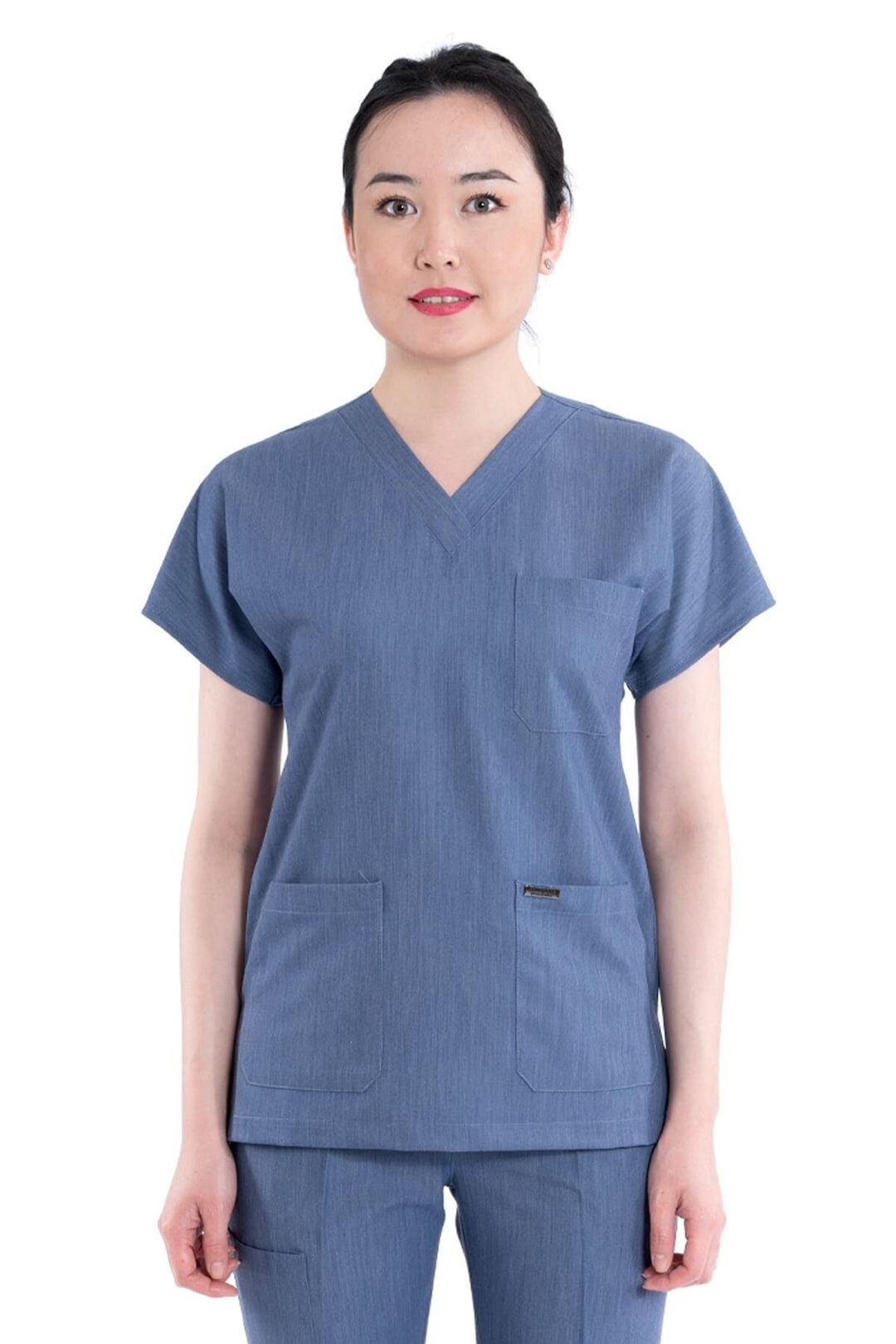 Denim Color Nurse Scrub Top Only, Medical Uniform, Personalized Nurse ...