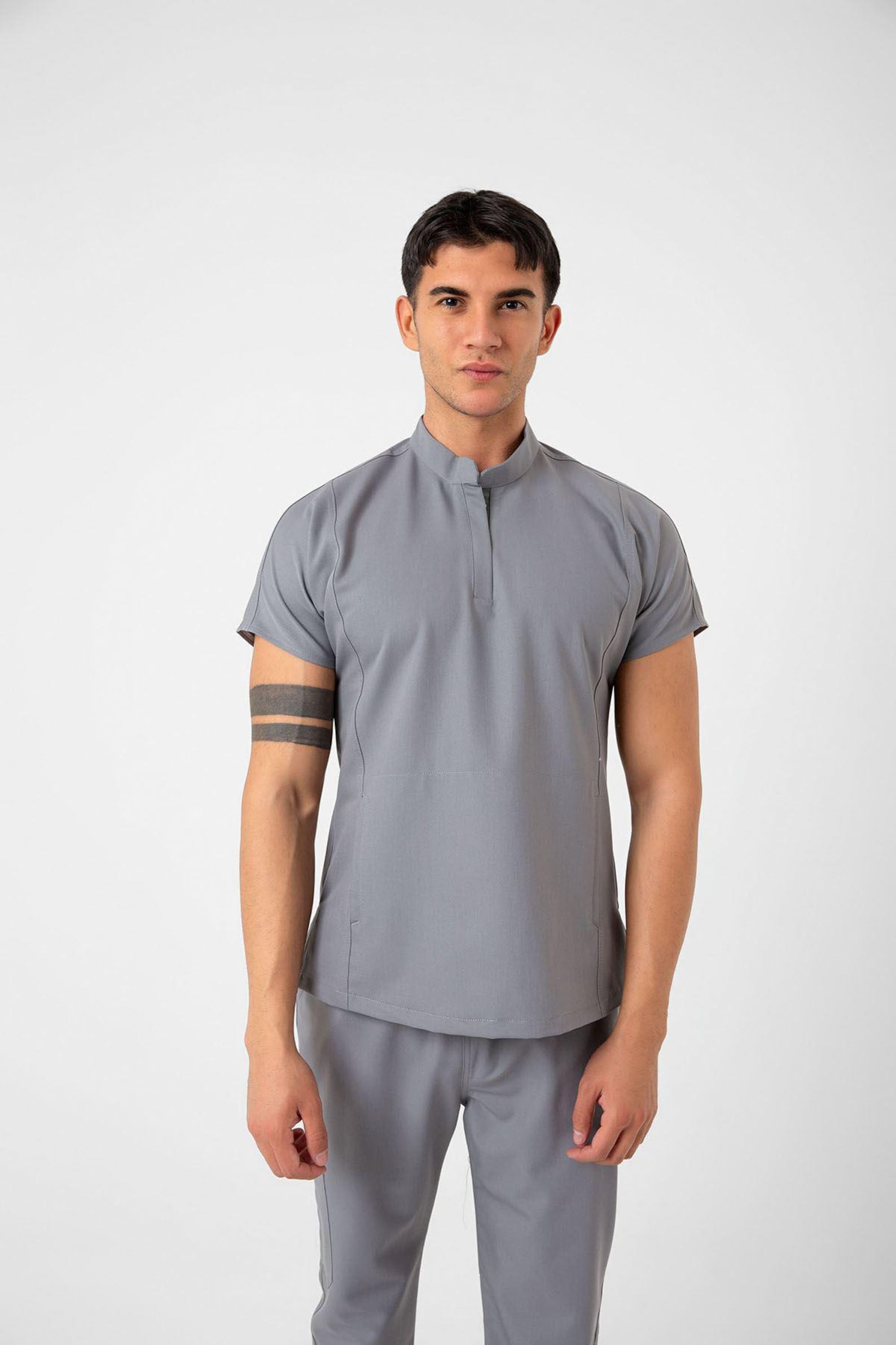 Modern Stone Gray Men's Scrub Set - Comfortable and Functional Medical ...