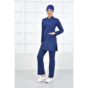 Comfortable Scrub Uniform, Indigo Blue Nurse Doctor Pharmacist Scrub ...