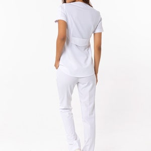 Comfortable White Scrub Set, Nurse Uniform, Elasticated Doctor Dentist ...