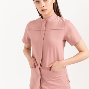 Powder Pink Color Scrub Set Nurse Uniform Elasticated Doctor - Etsy