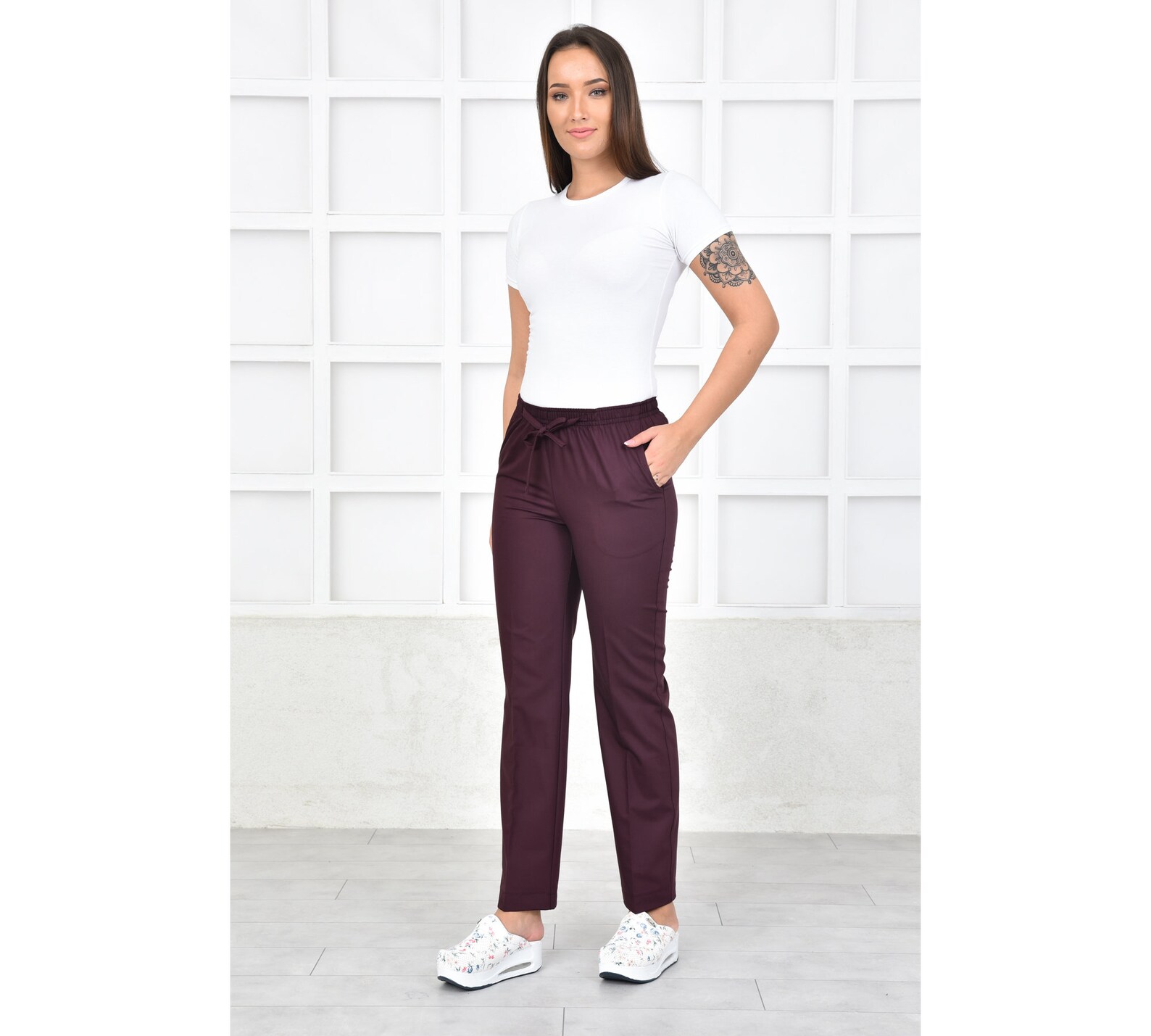 Nurse Doctor Scrubs Bottom, Rosewood Color Medical Scrub Pants for ...