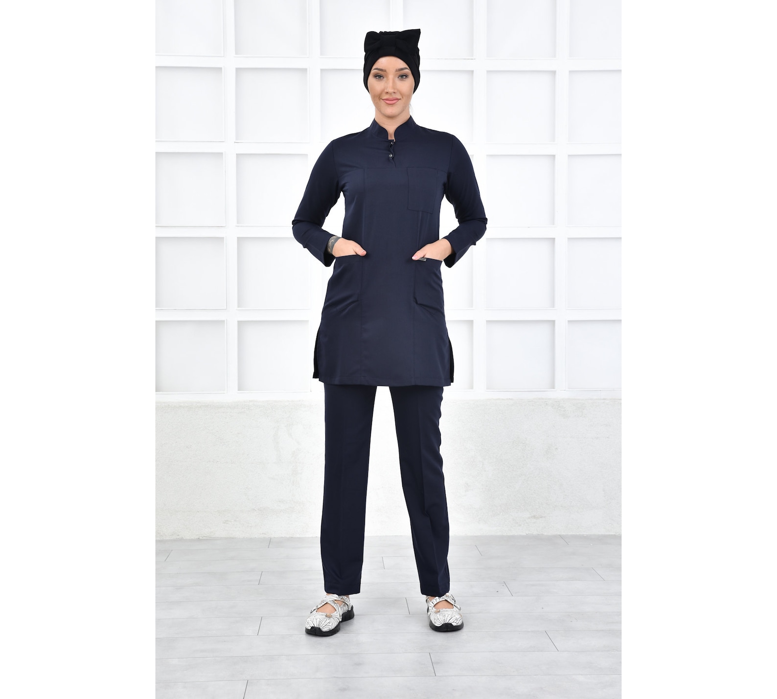 Muslim Scrubs Uniform, Dark Blue Nurse Uniform, Dentist Doctor Medical ...