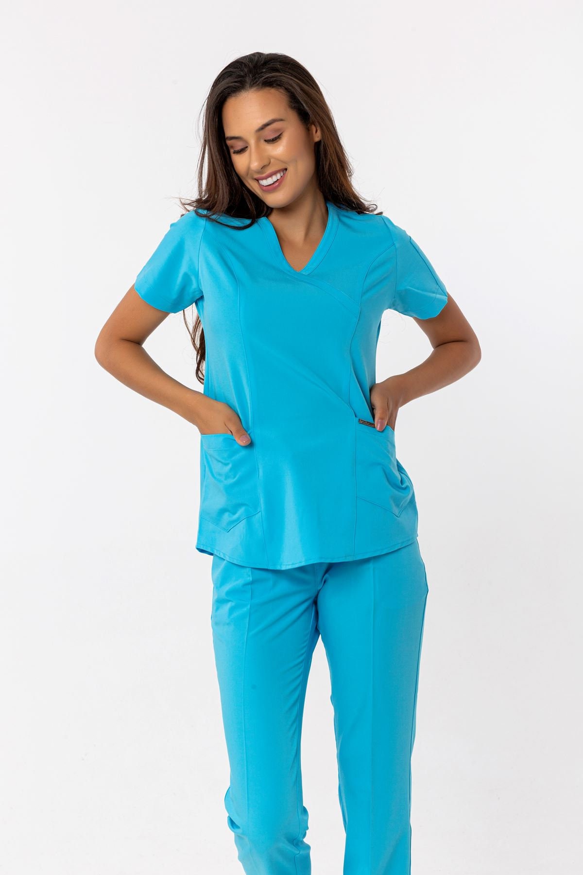 Comfortable Turquoise Blue Scrub Set Nurse Uniform - Etsy