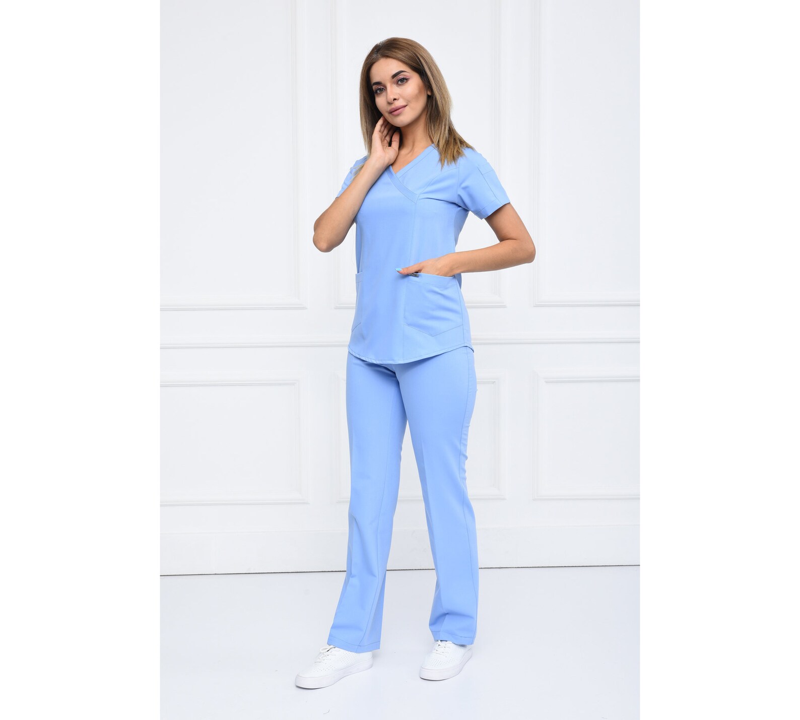 Personalized Embroidered Baby Blue Color Scrub for Medical Professional ...